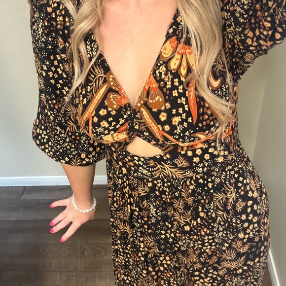 Angie | Dresses | Angie Black And Orange Floral Dress | Poshmark